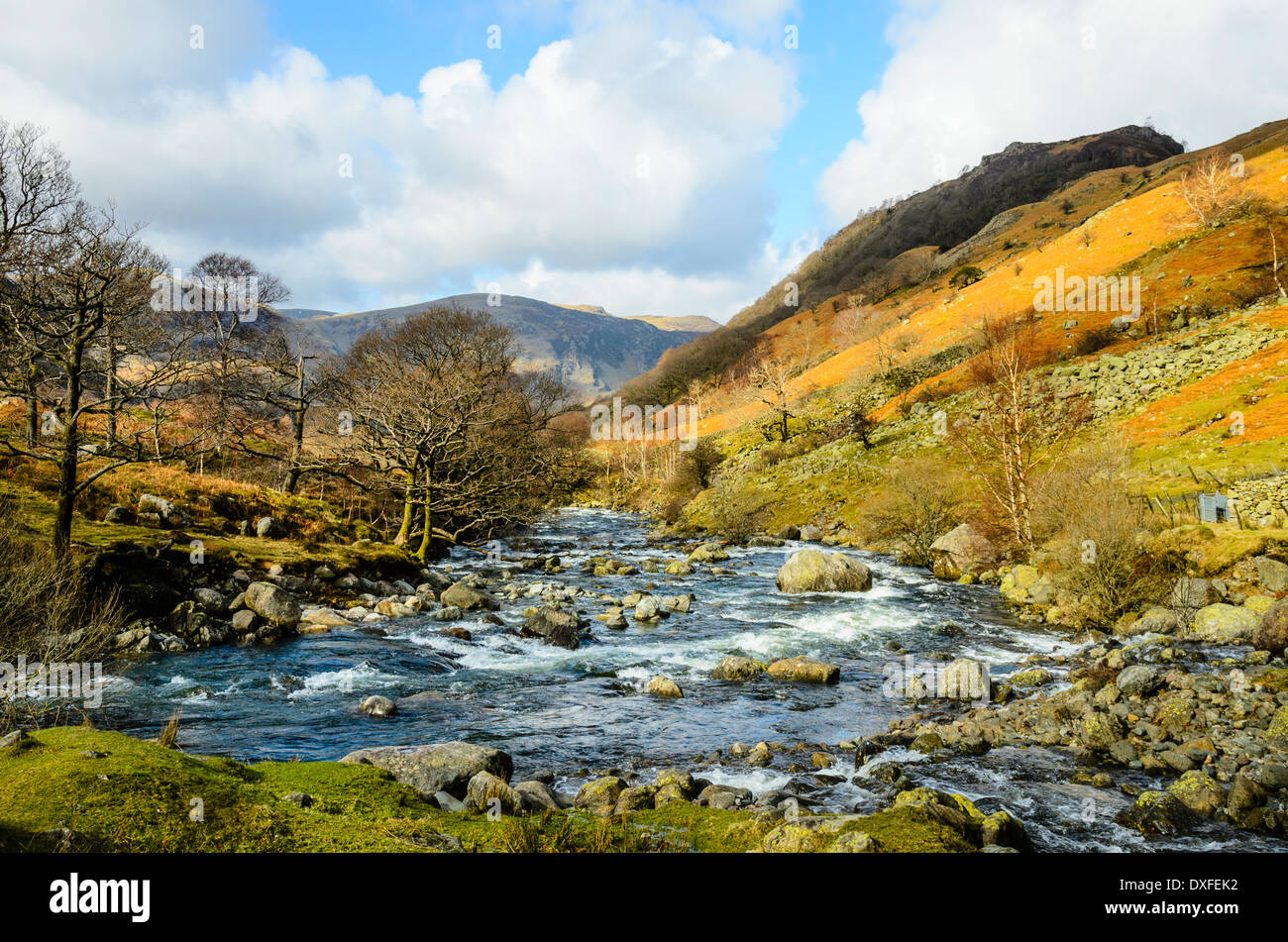 Confluence of Greenup Gill and Langstrath Beck looking down ...