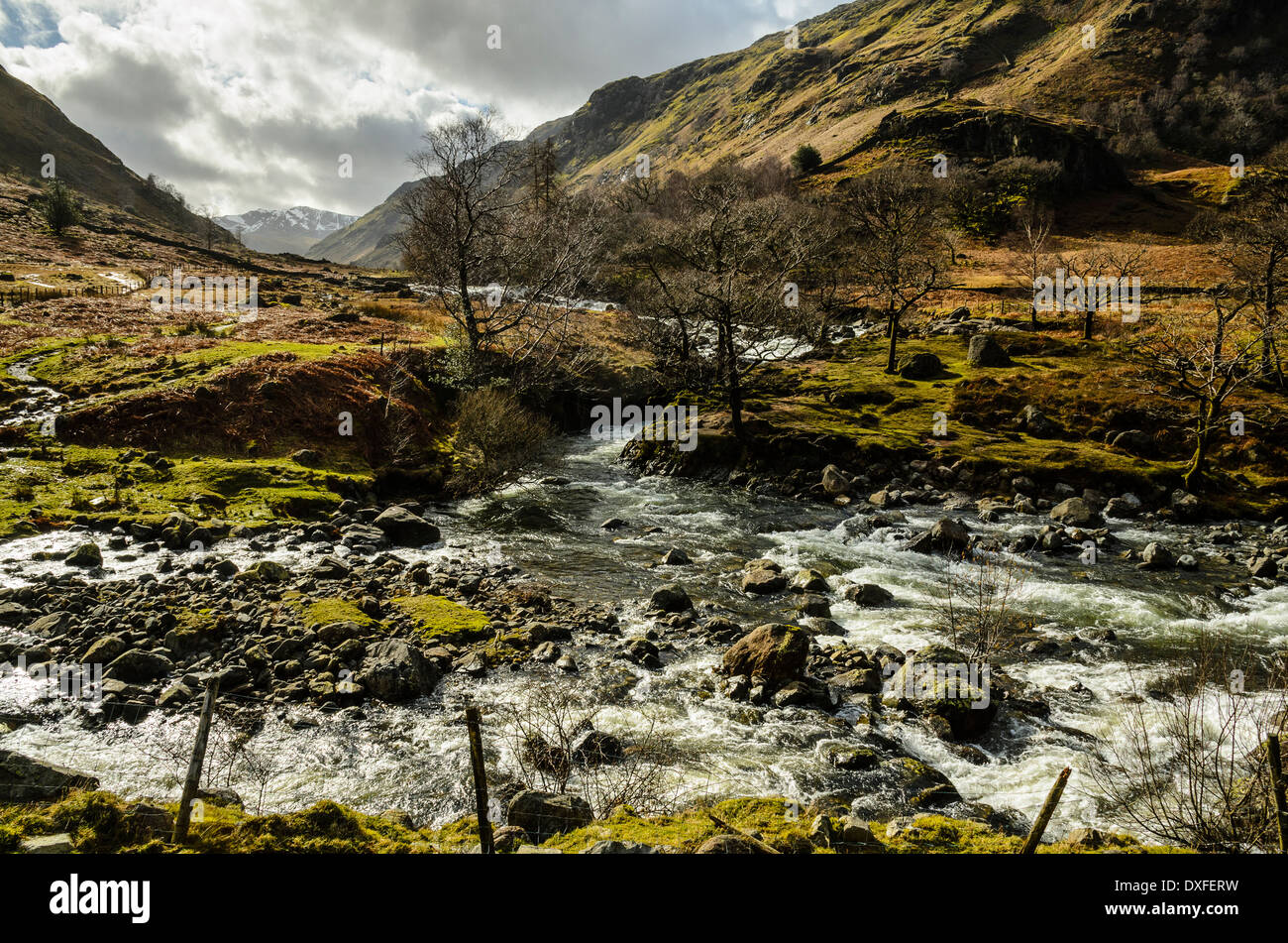 Confluence of Greenup Gill and Langstrath Beck looking up Langstrath ...