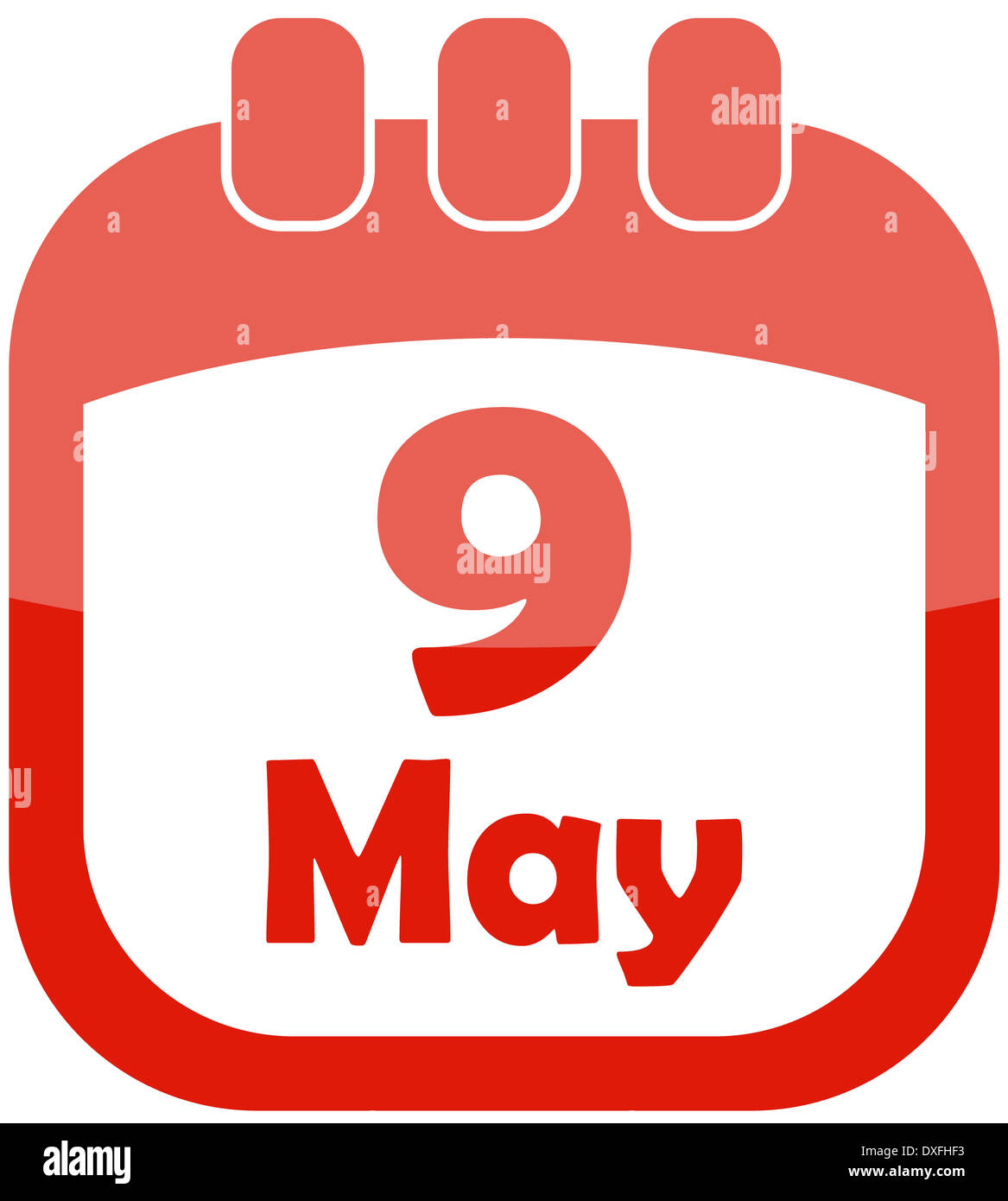 icon in the form of a calendar for May 9 with a star Stock Photo - Alamy