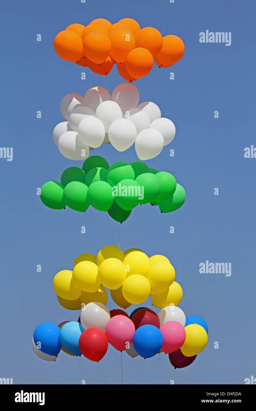 Balloons in the national Tri colors of India Stock Photo - Alamy