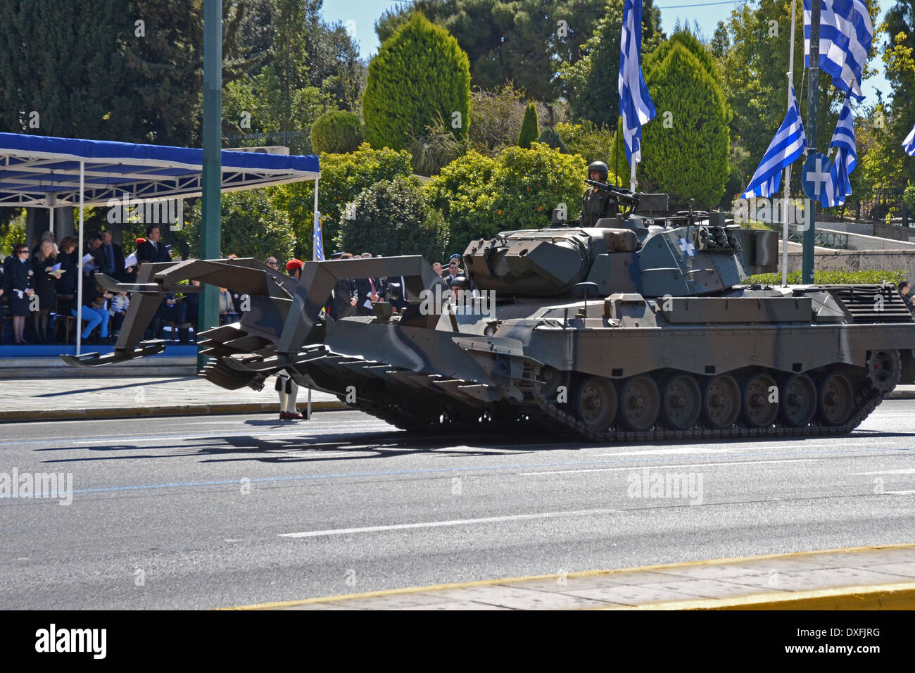 Athens, Greece March 25th- A armored vehicle for the cleaning of ...