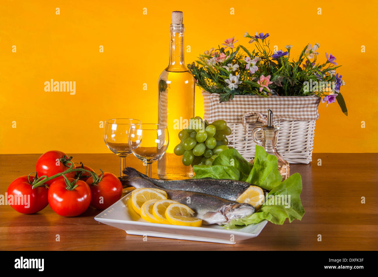 Mediterranean theme with light background Stock Photo - Alamy