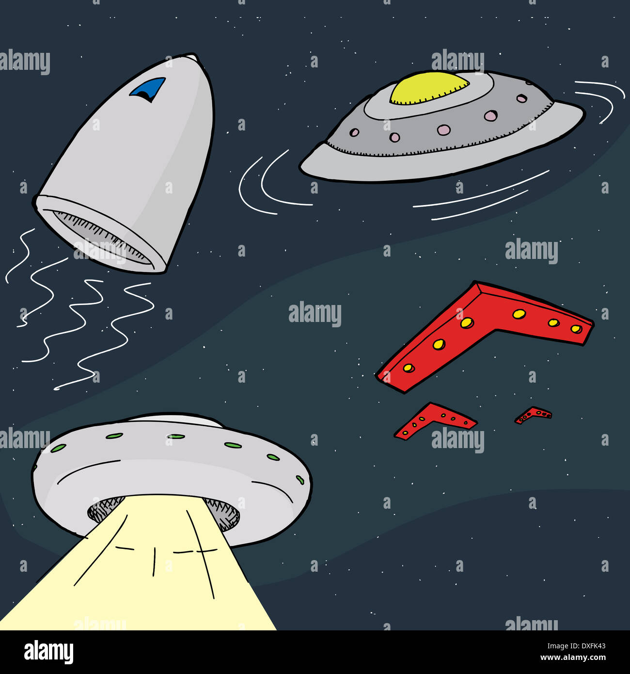 Cartoon unidentified flying objects and spaceships Stock Photo - Alamy