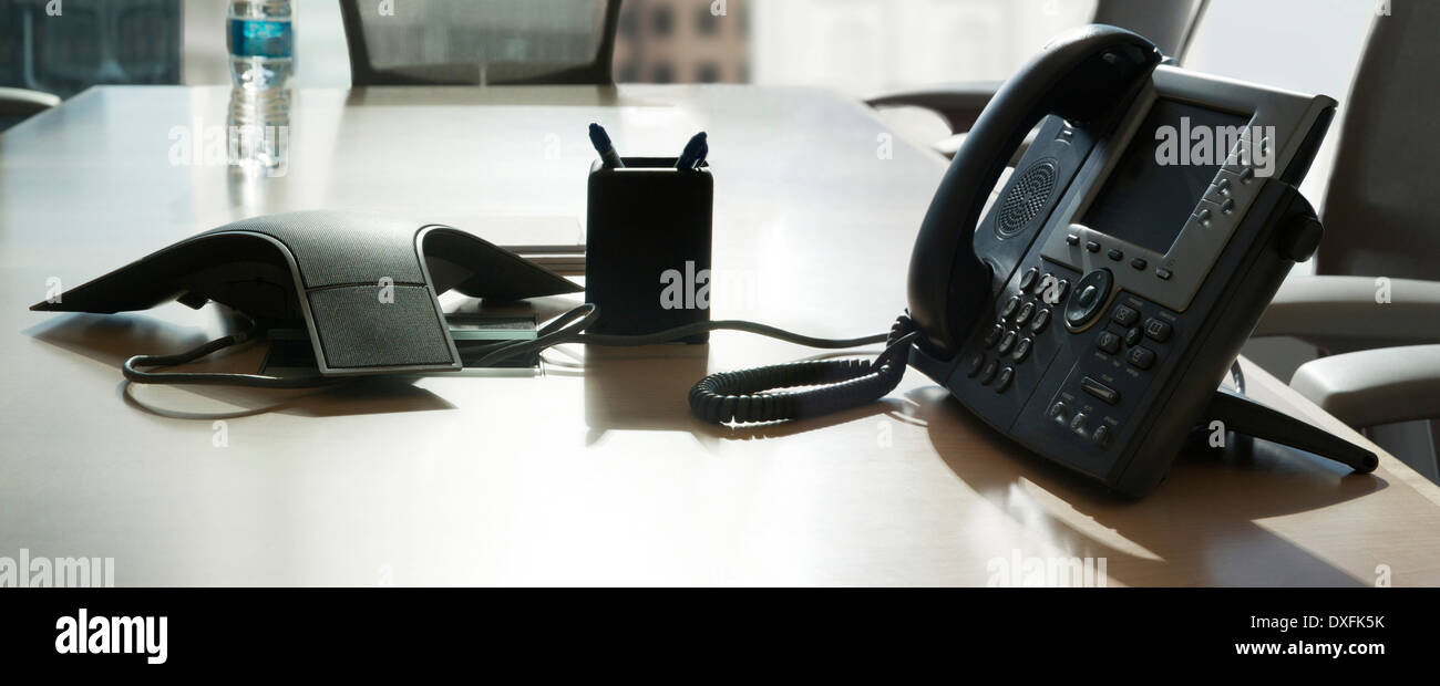 Telephone on Boardroom Table Stock Photo - Alamy