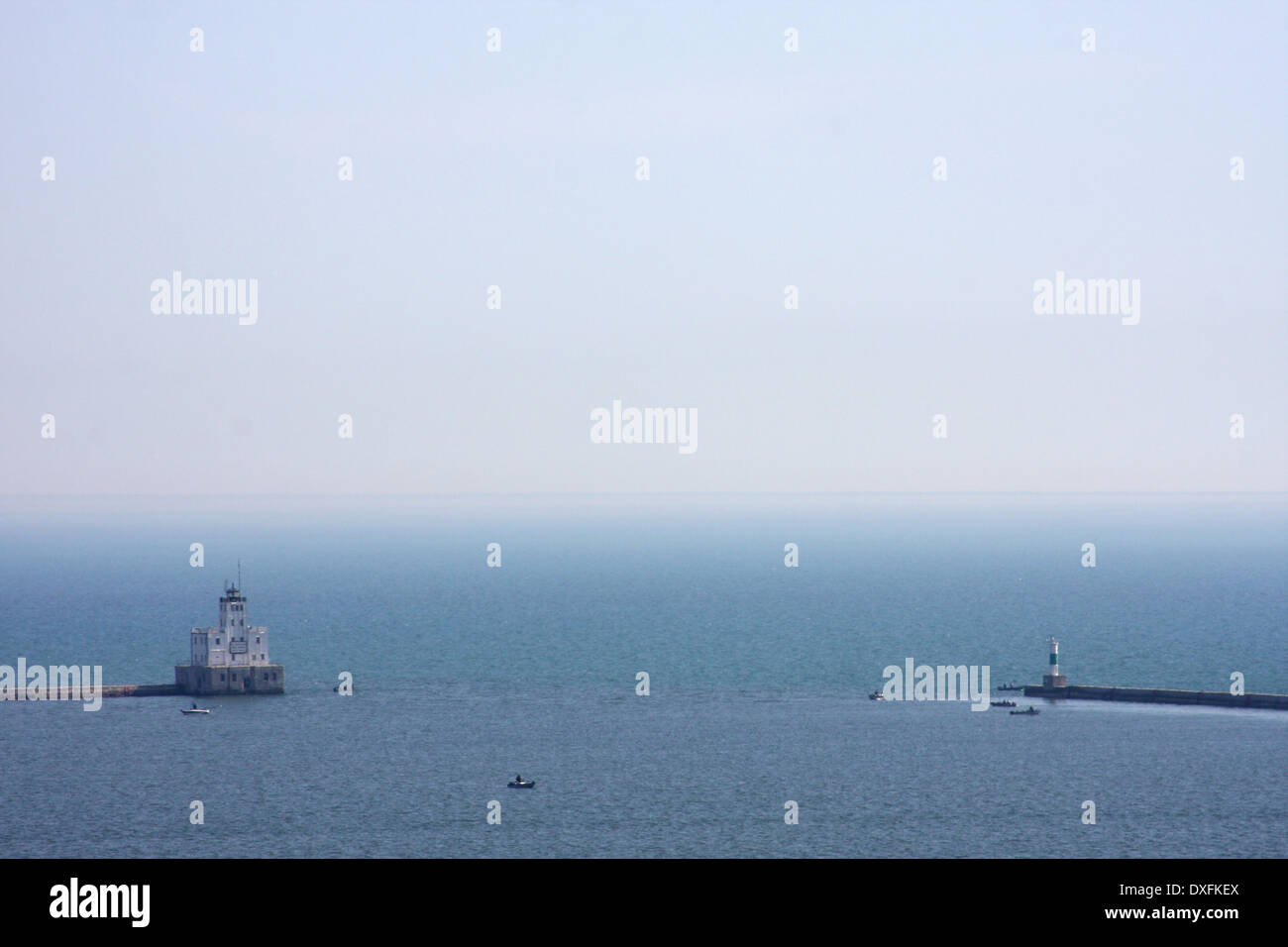 Port of Milwaukee on Lake Michigan breakwater Stock Photo - Alamy