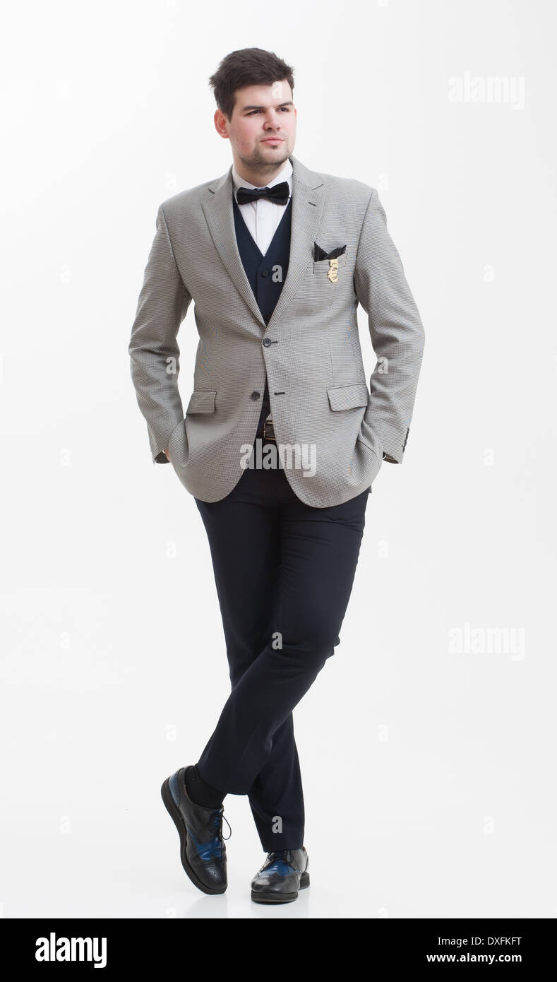 European businessman in triple suit. Handsome man. Euro logo icon ...