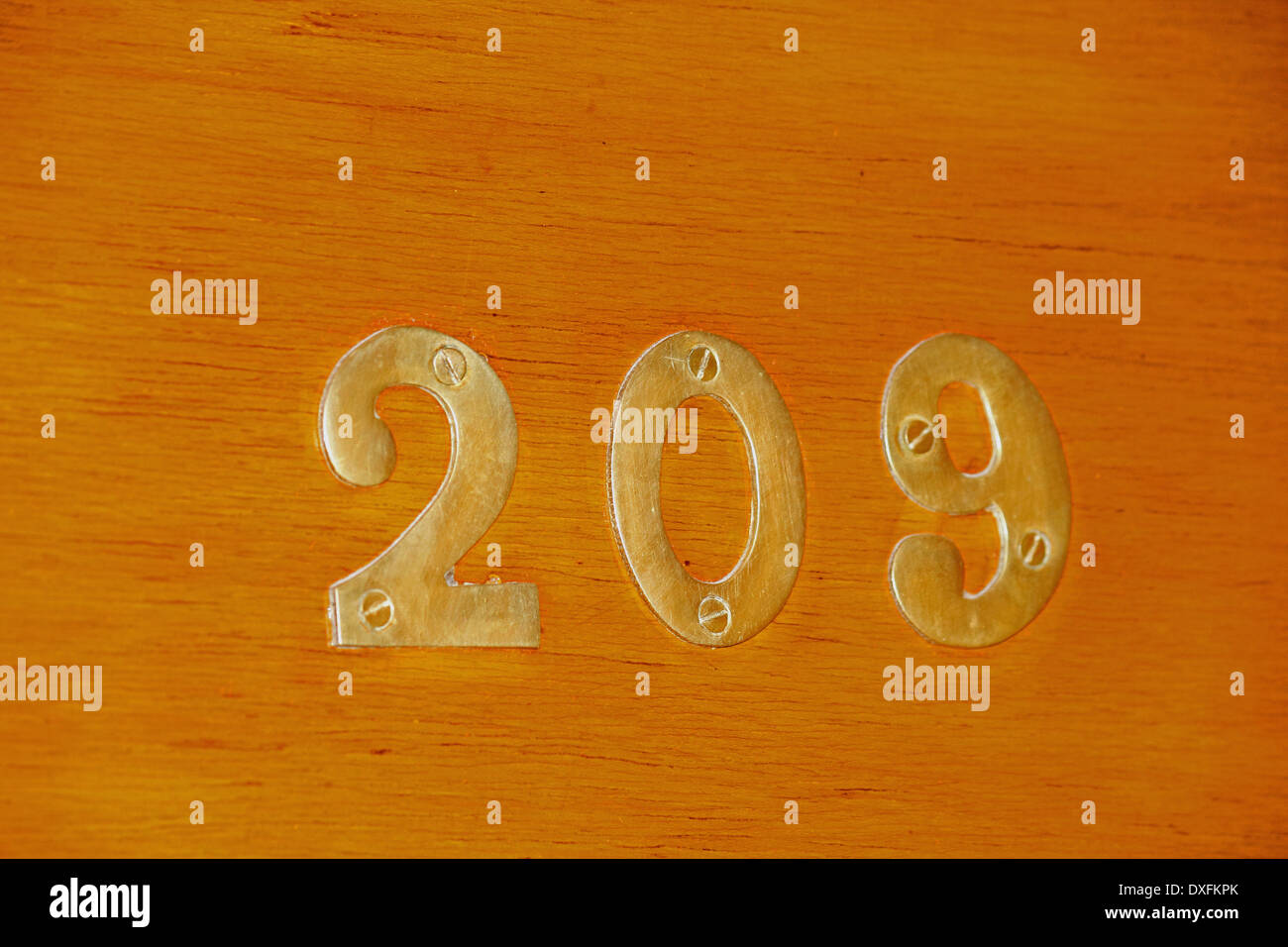 Room No. Sign outside every hotel room.. ie room 209 Stock Photo - Alamy