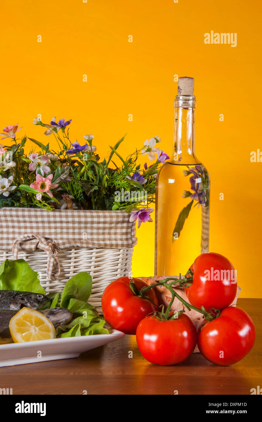 Mediterranean theme with light background Stock Photo - Alamy