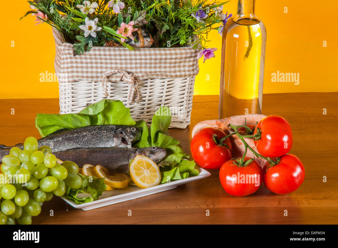 Mediterranean theme with light background Stock Photo - Alamy