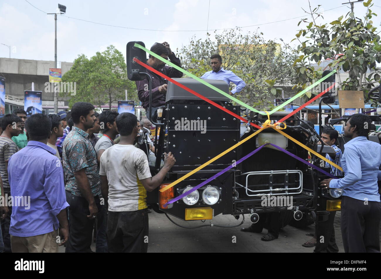 Dhaka, Bangladesh - 24th March 2014: Bus exhibition is held in Saidabad ...