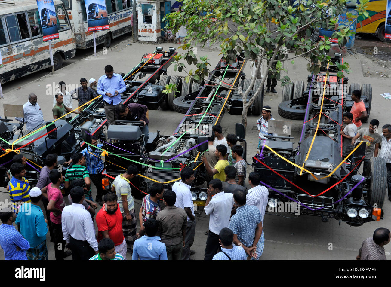 Dhaka, Bangladesh - 24th March 2014: Bus exhibition is held in Saidabad ...