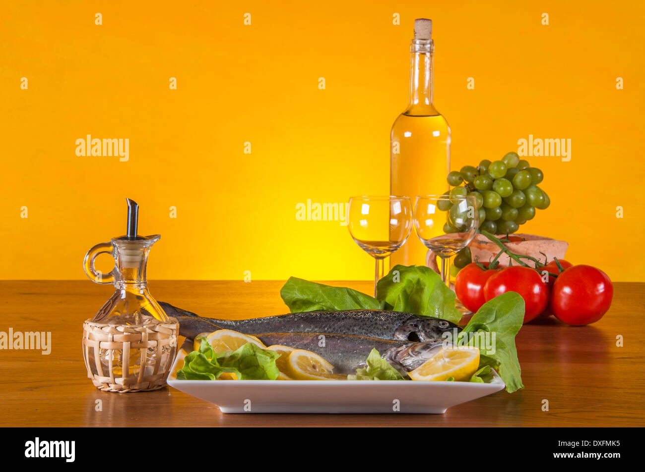 Mediterranean theme with light background Stock Photo - Alamy