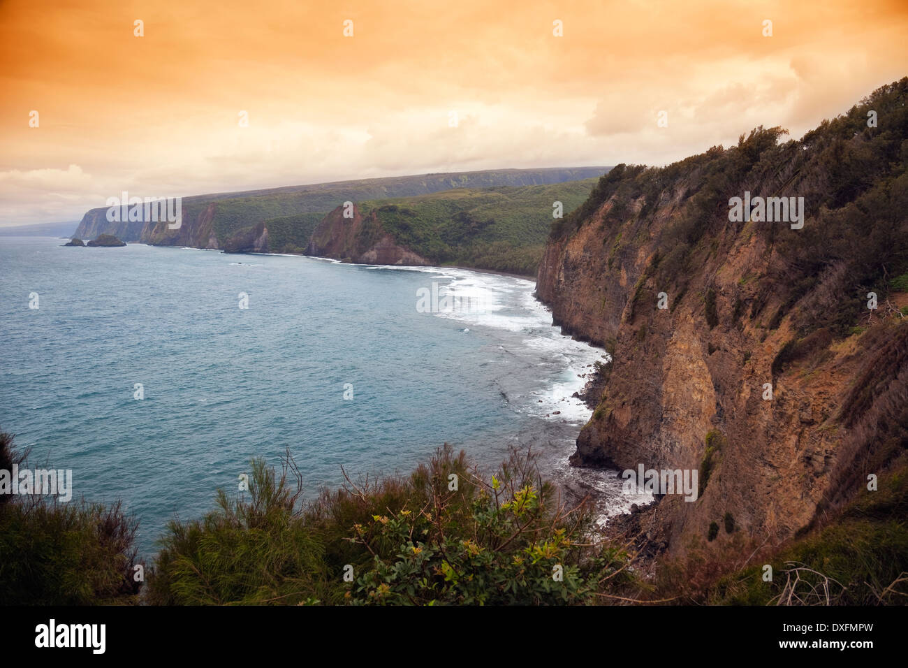 Akoakoa Point near Pololu Lookout in North Kohala, Hawaii Stock Photo ...