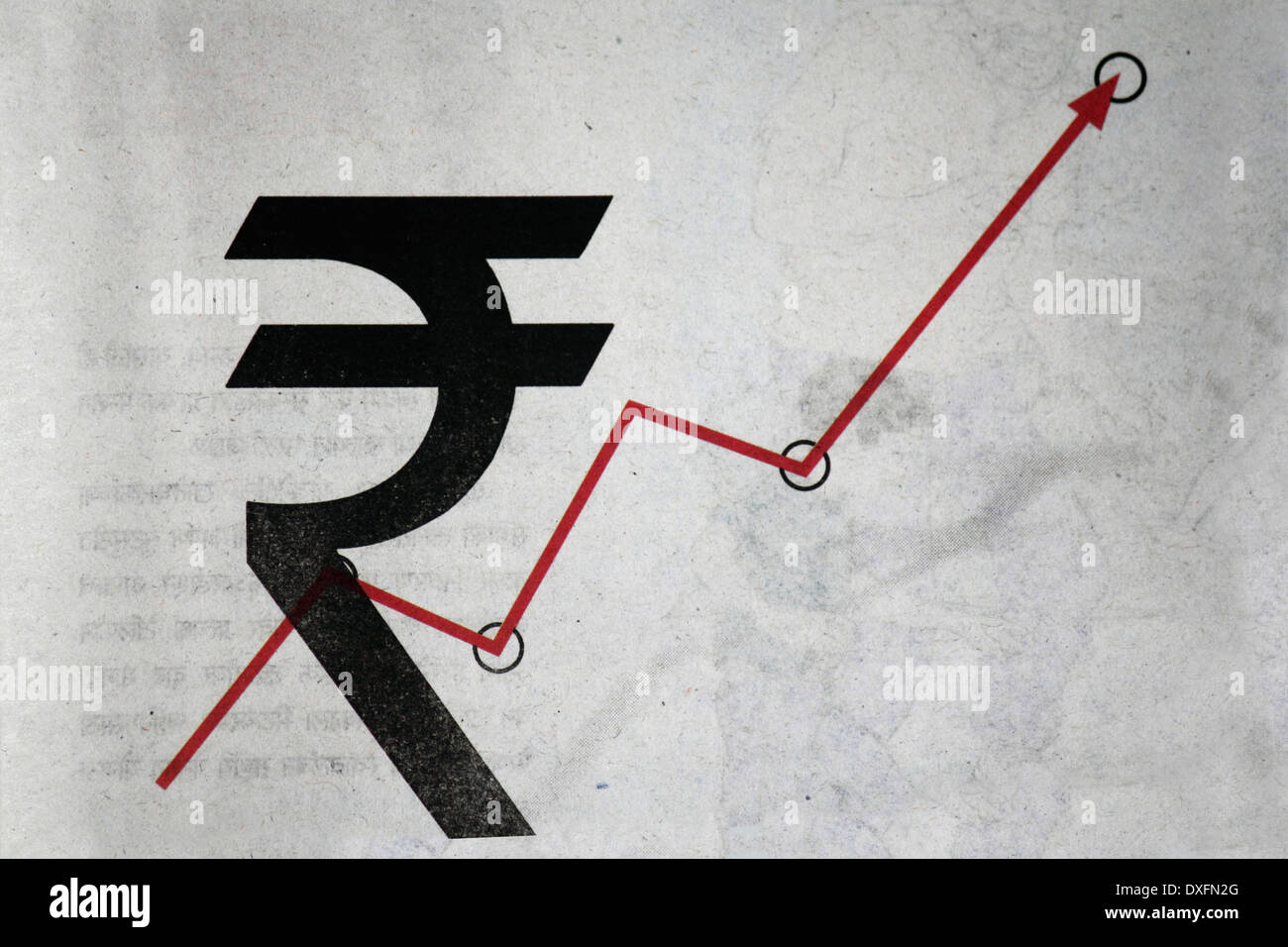 Rupee Symbol with arrow graph Stock Photo - Alamy