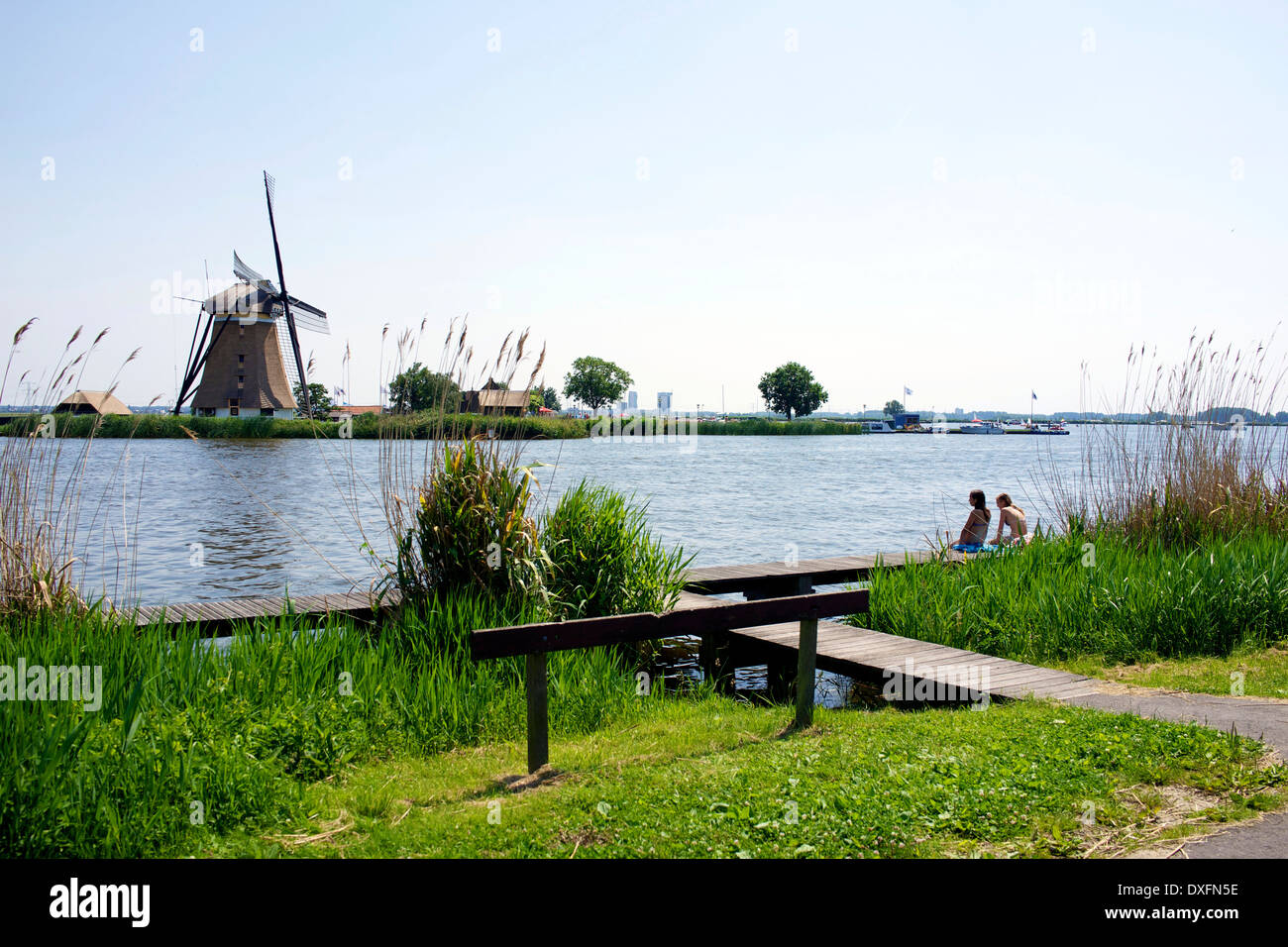 Dutch windmills along de 'Rottemeren' in Bleiswijk, Holland Stock Photo ...