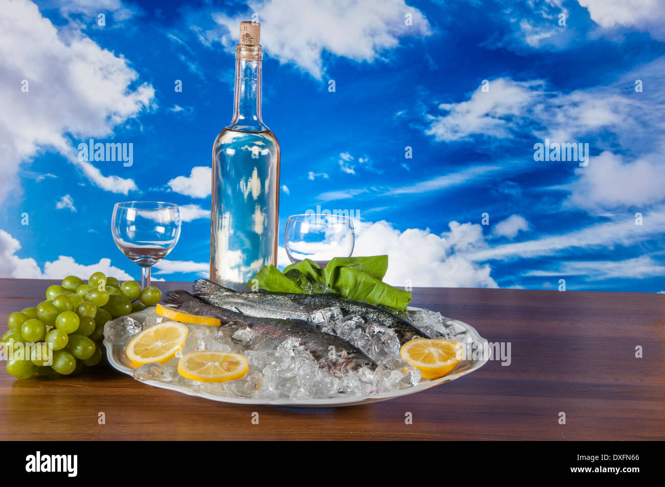 Mediterranean theme with light background Stock Photo - Alamy