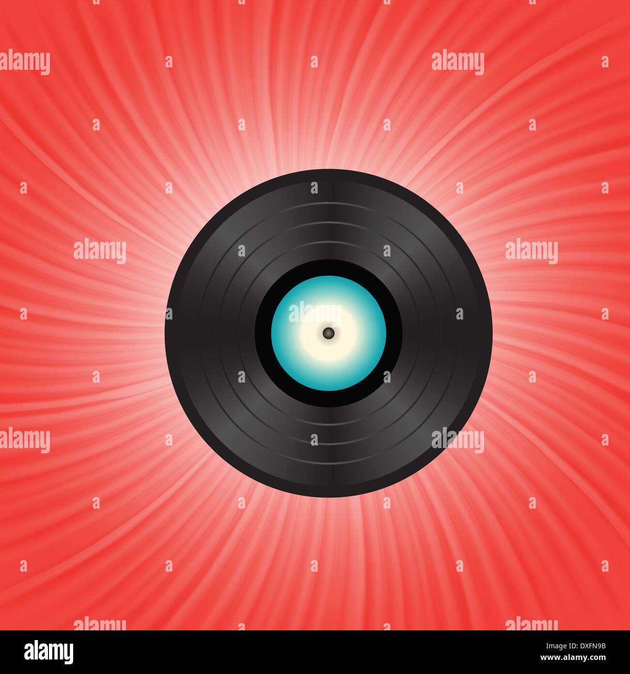 colorful illustration with vinyl disc on a red wave background for your ...