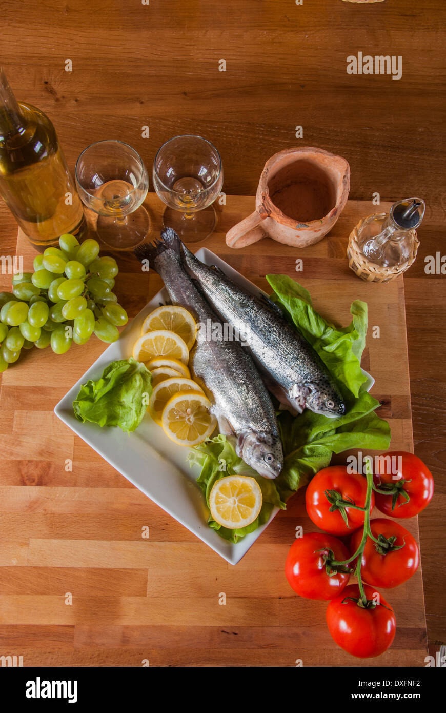 Mediterranean theme with light background Stock Photo - Alamy