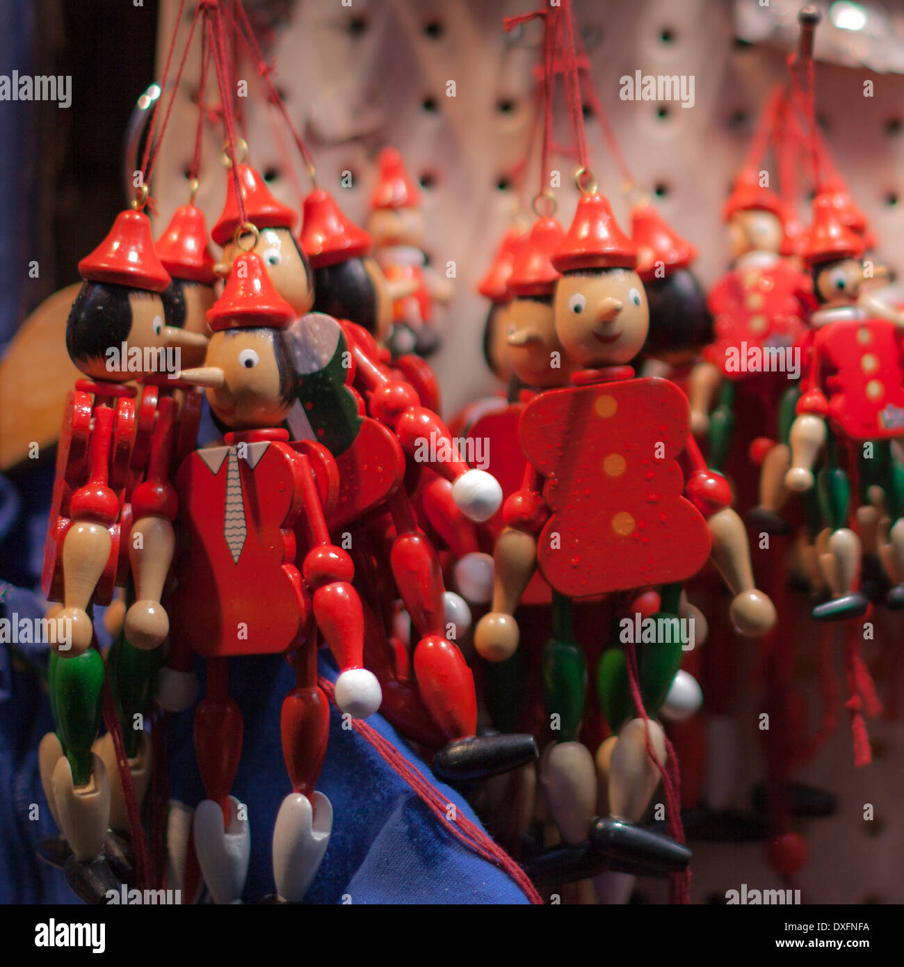 Puppet-Pinocchios sold as keychains Stock Photo - Alamy