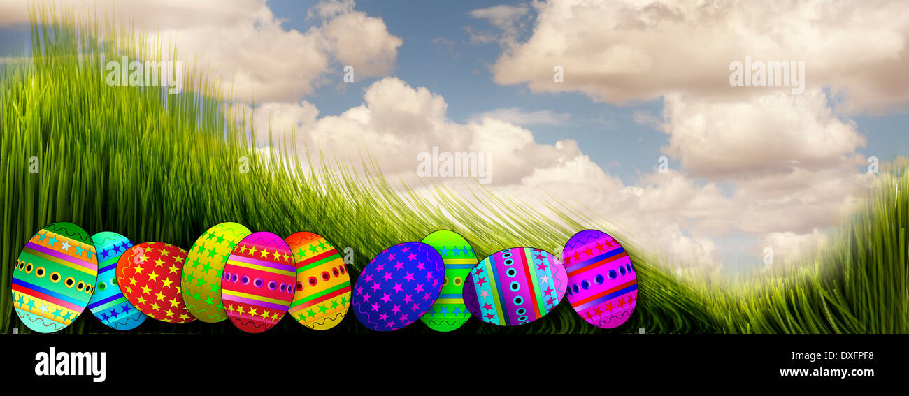 Easter eggs in green grass Stock Photo - Alamy