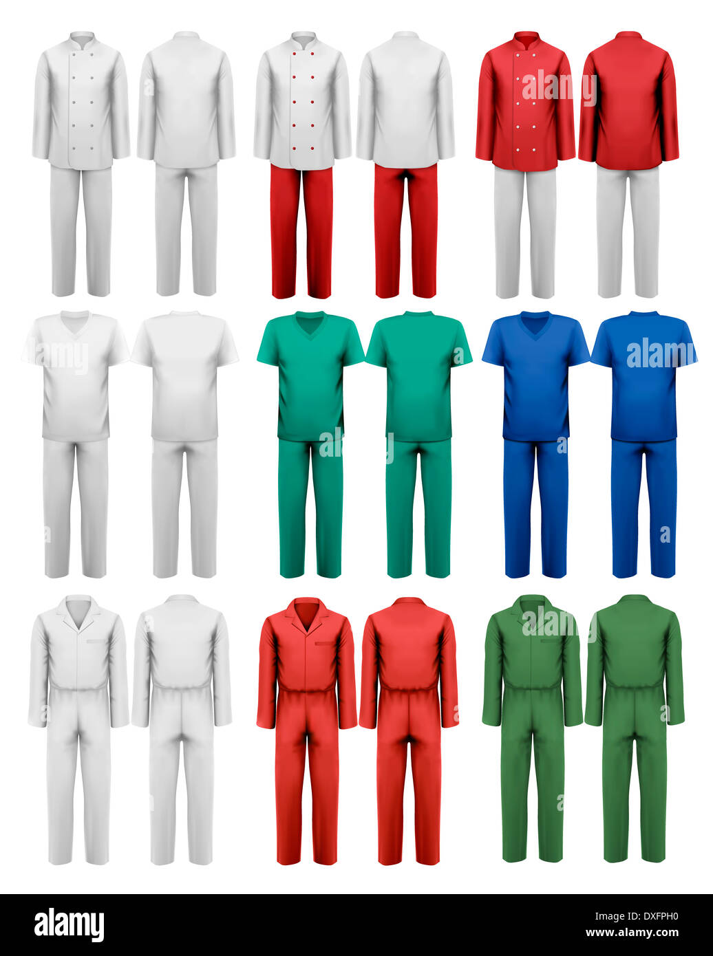 Set of overalls with worker. Design template. Vector illustration Stock ...