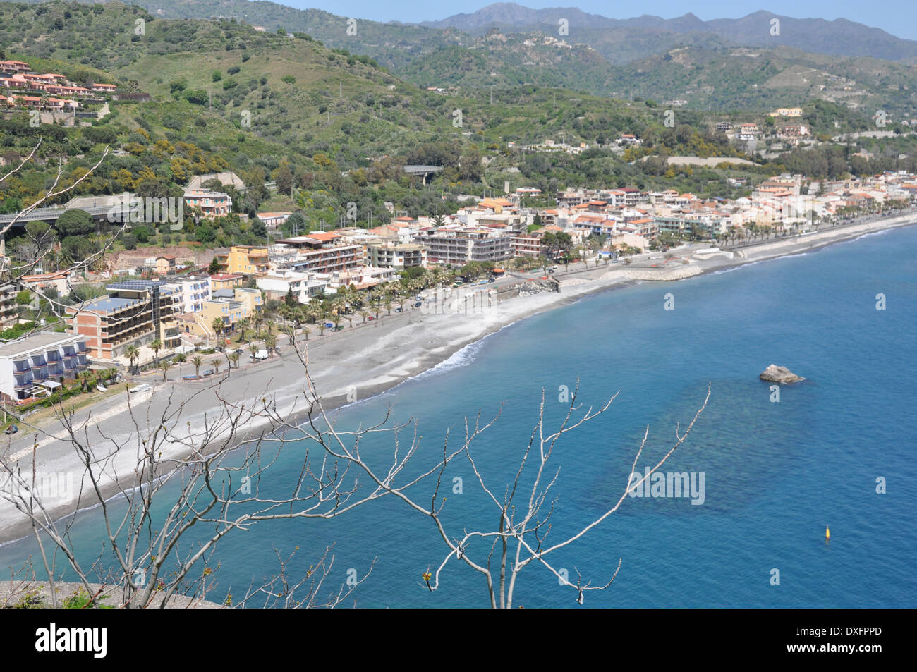 View of Siculo and seaside from Capo Sant'Alessio Stock Photo - Alamy