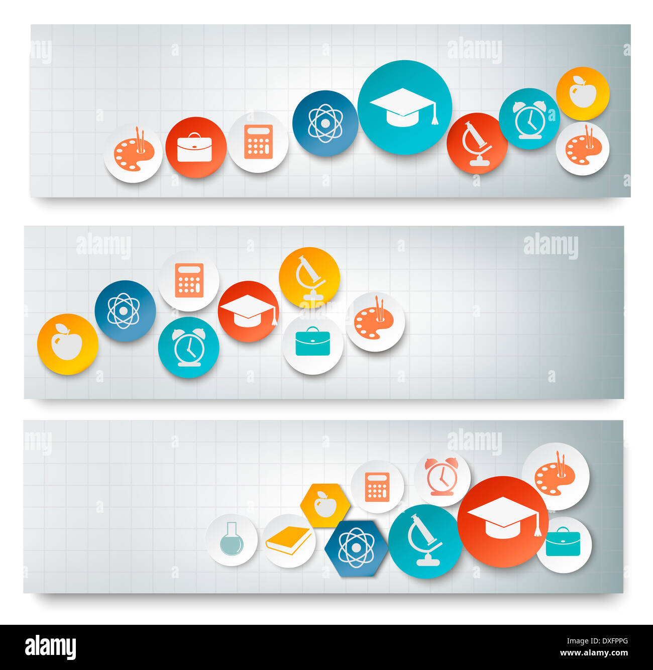 Set of education banners with icons. Vector Stock Photo - Alamy