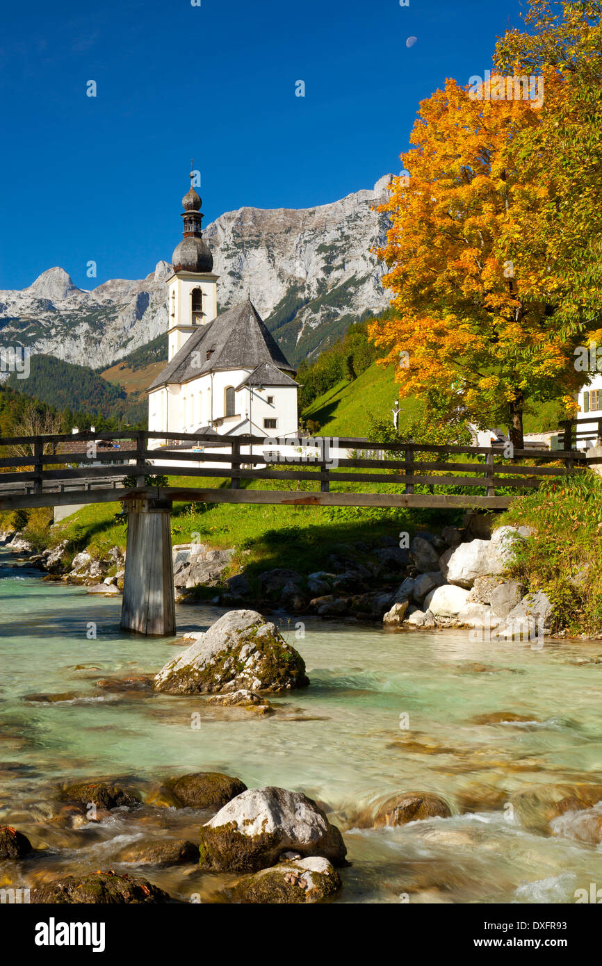 Ramsau Church in Autumn, Ramsau, near Berchtesgaden, Bavaria, Germany ...