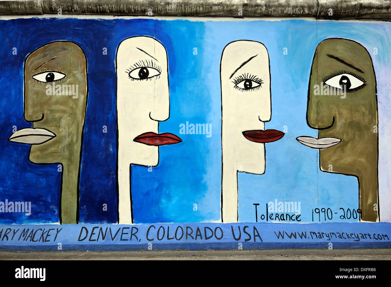Tolerance, by Mary Macky, painting on the Berlin Wall, East Side ...