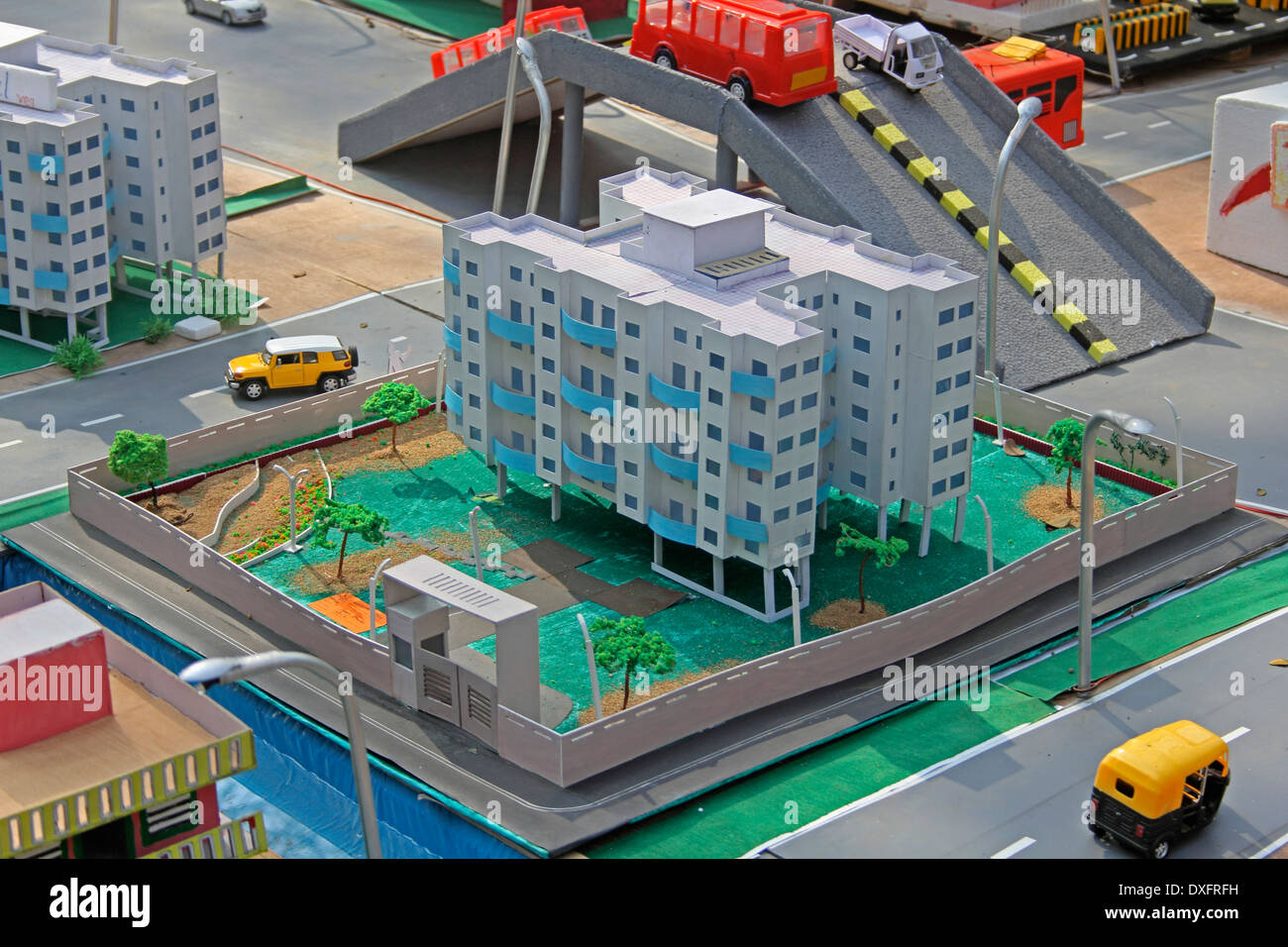 Architectural model of Buildings, Roads with traffic Stock Photo - Alamy