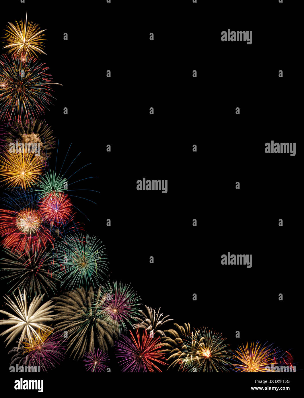 Festive fireworks display. Black background with copy space Stock Photo ...