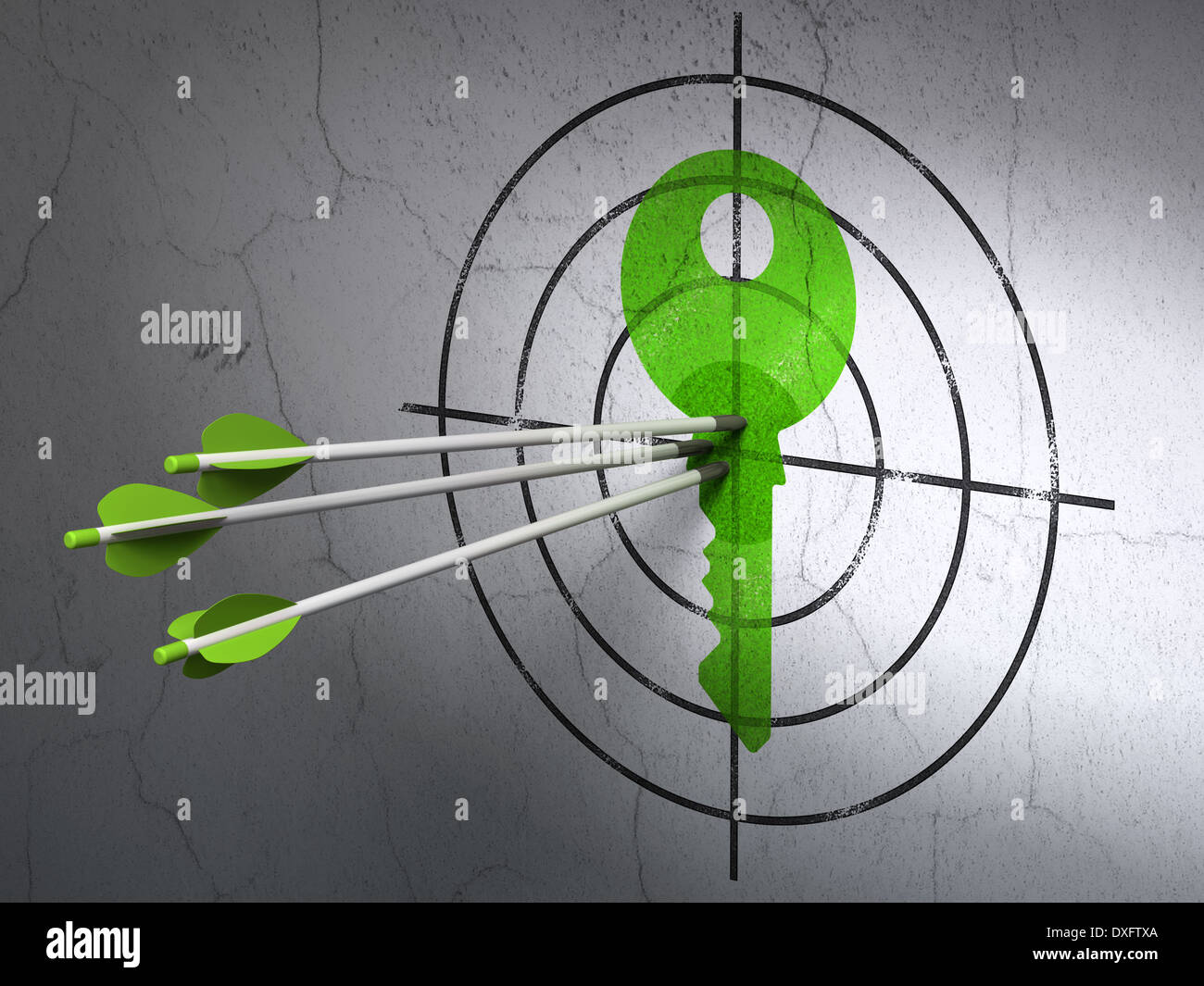 Safety concept: arrows in Key target on wall background Stock Photo - Alamy