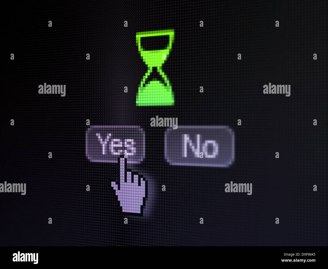 Timeline concept: Hourglass on digital computer screen Stock Photo - Alamy