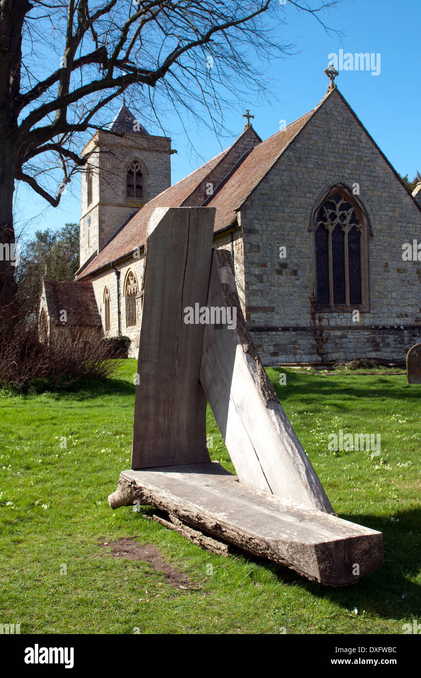 Bench in St. Michael`s churchyard, Bishop`s Itchington, Warwickshire ...