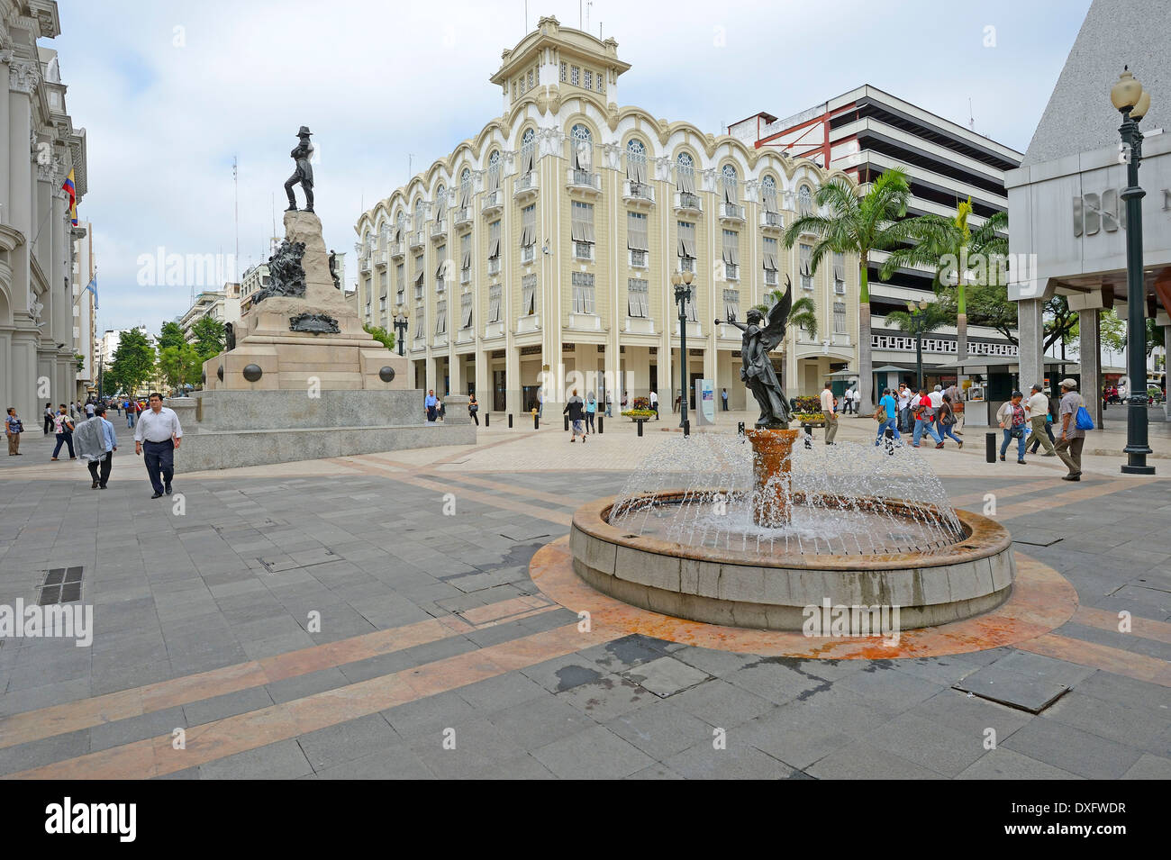 Pedestrian zone, historic town centre, Guayaquil, Guayas Province ...