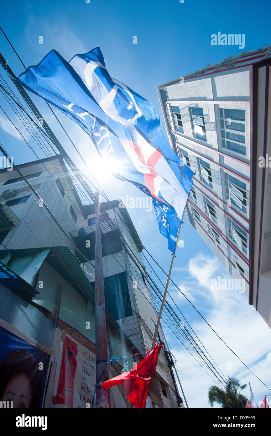 Manado, North Sulawesi, Indonesia. 26th March 2014. Flags and banners ...