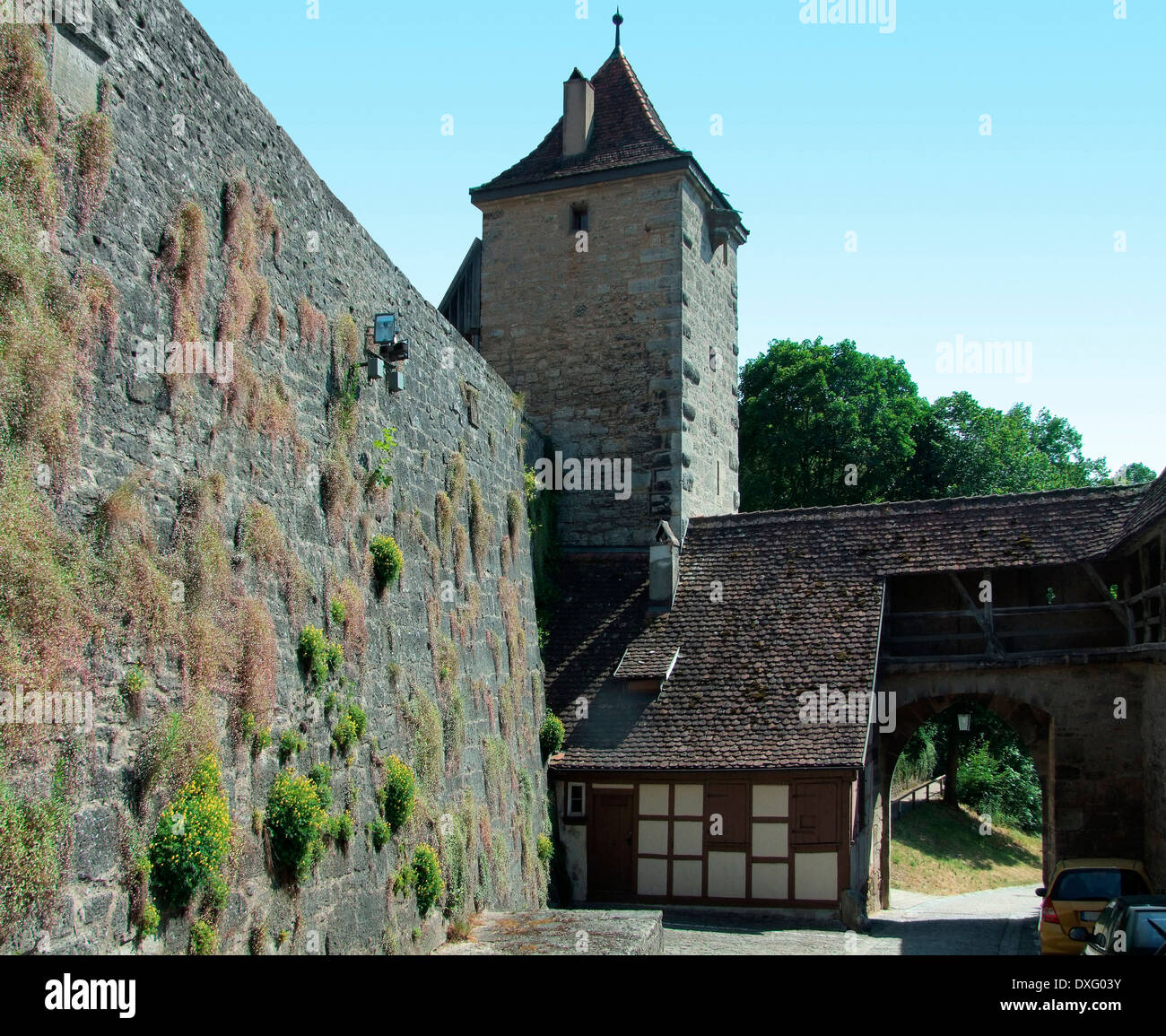 city view of Rothenburg ob der Tauber, a town in Middle Franconia in ...
