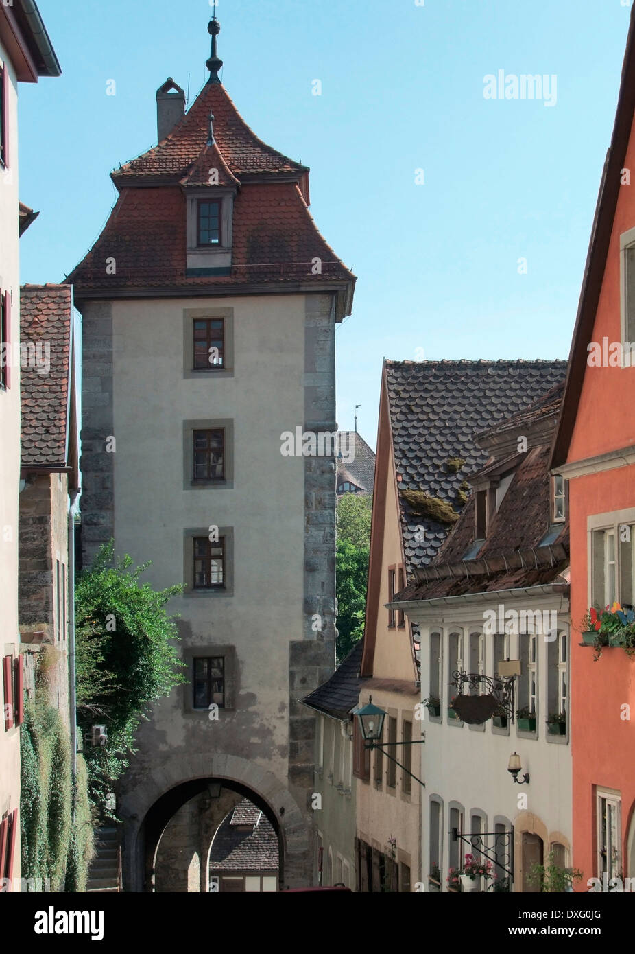 city view of Rothenburg ob der Tauber, a town in Middle Franconia in ...