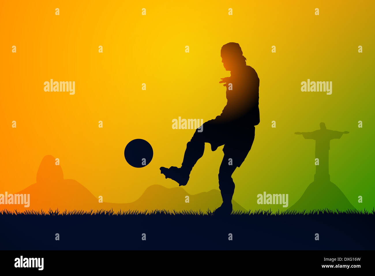 Silhouette soccer players to the sunset time Stock Photo - Alamy