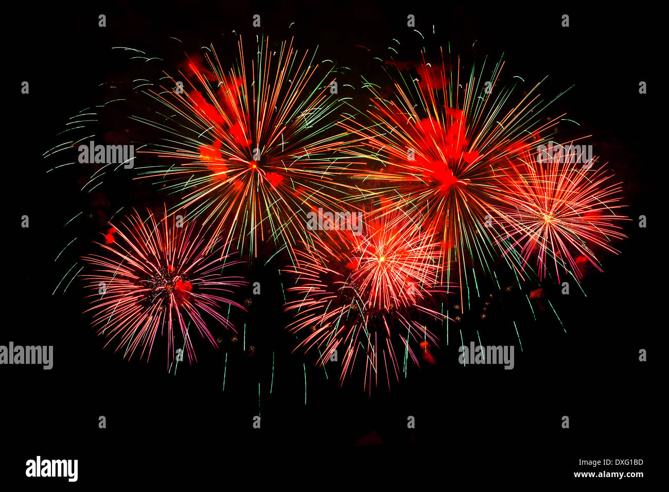 Fireworks text on red hi-res stock photography and images - Alamy