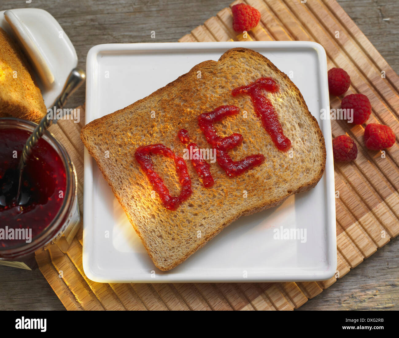 Slice Of Toast With Word Diet Written In Jam Stock Photo - Alamy