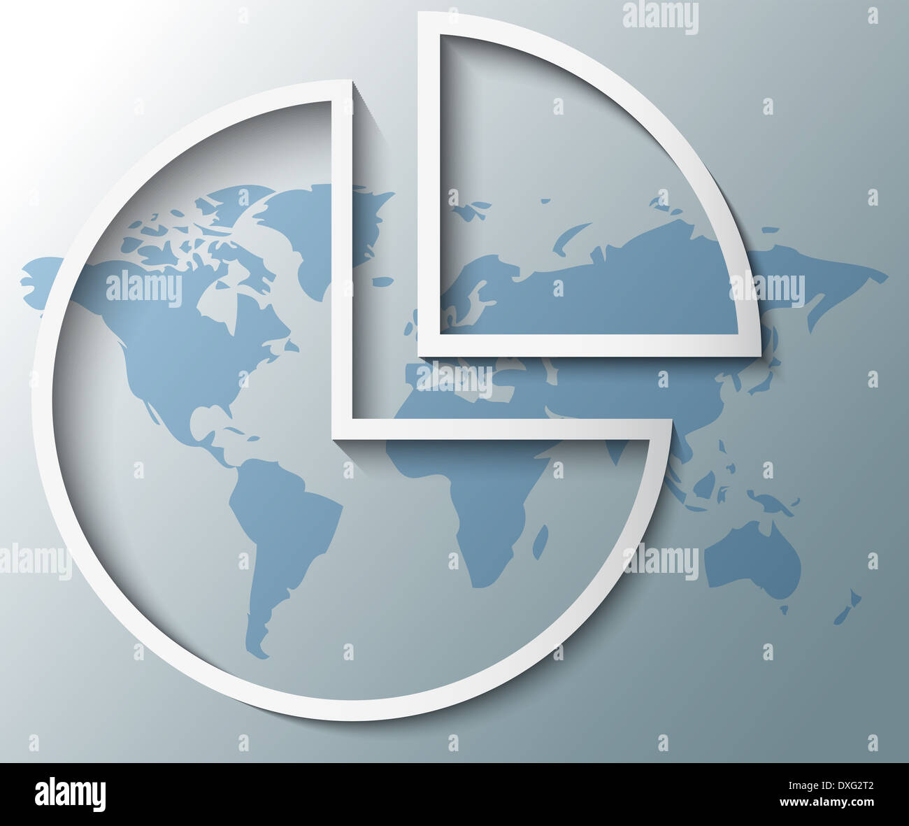 Illustration of pie chart with world map background Stock Photo - Alamy