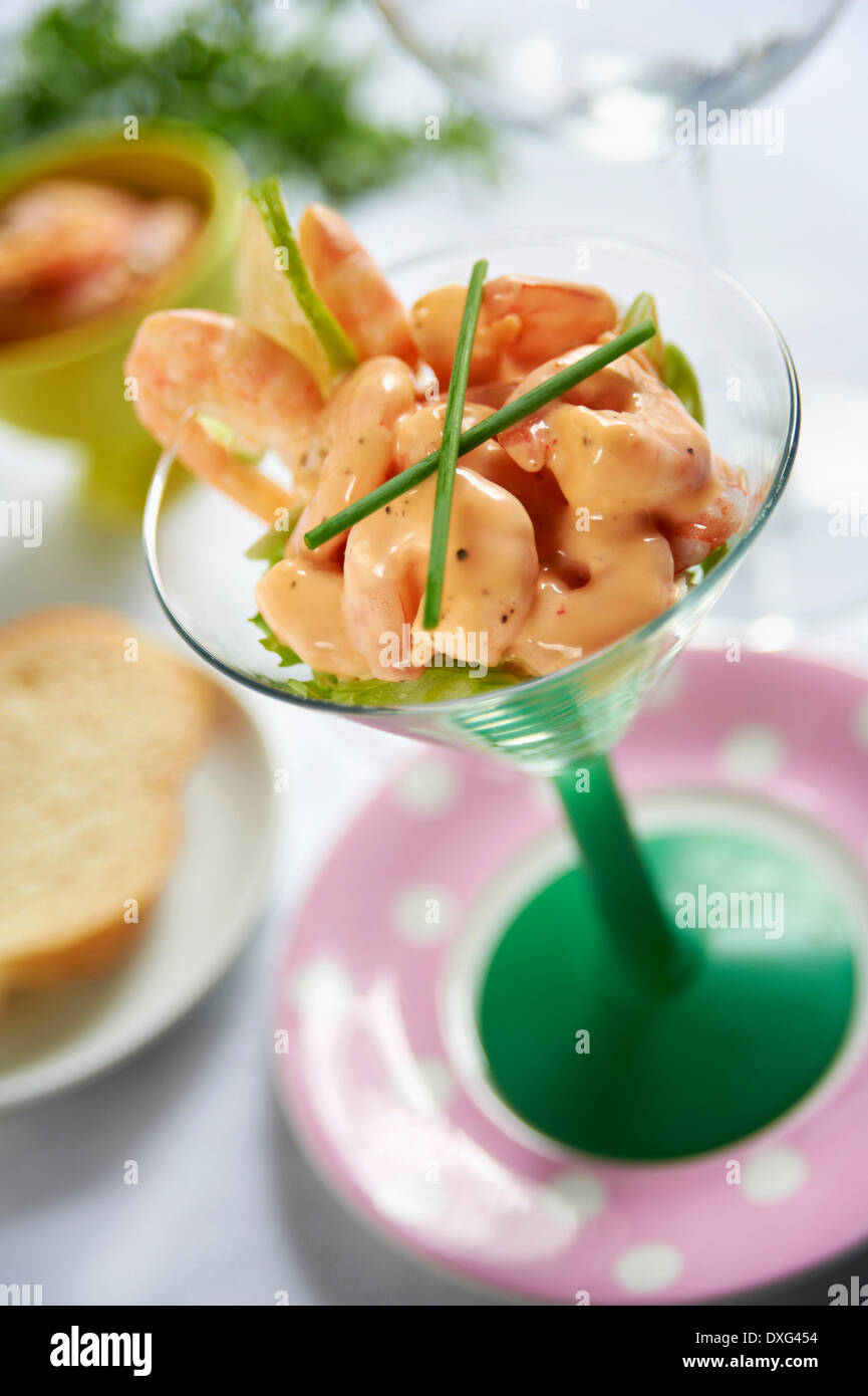 Prawn Cocktail Served In Glass Stock Photo - Alamy