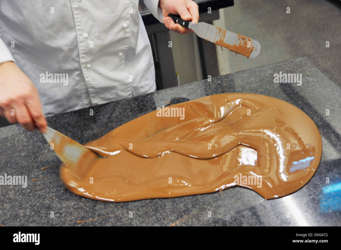 Belgian Chocolatier Preparing Chocolate Stock Photo - Alamy