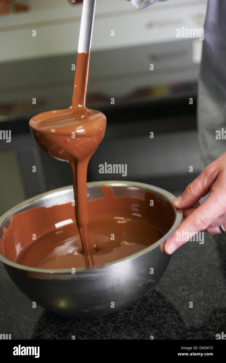 Belgian Chocolatier Preparing Chocolate Stock Photo - Alamy