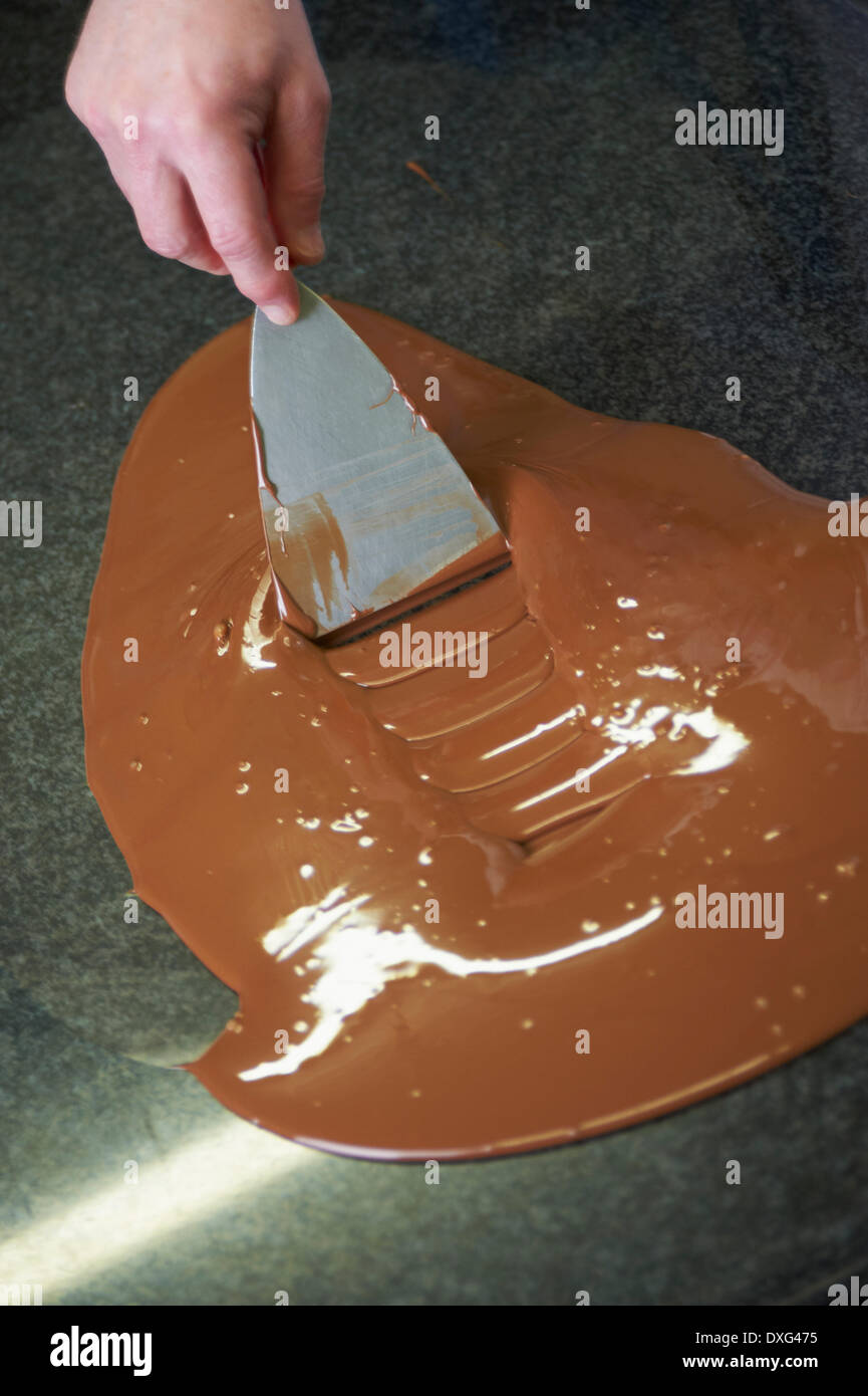 Belgian Chocolatier Preparing Chocolate Stock Photo - Alamy