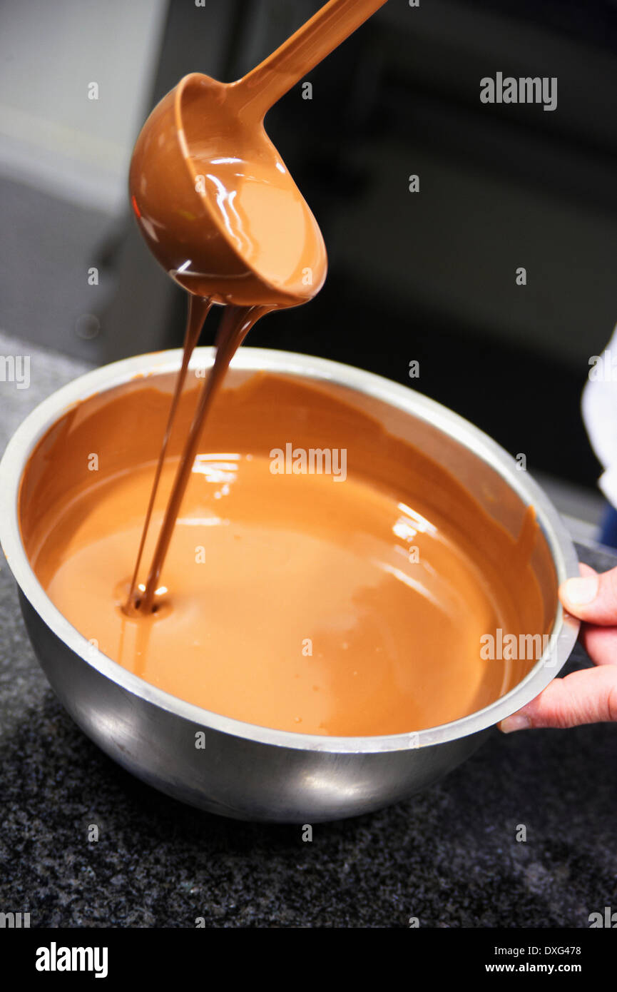 Belgian Chocolatier Preparing Chocolate Stock Photo - Alamy