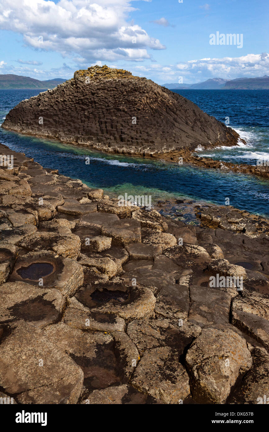 Basalt rock formation on the island of Staffa in the Treshnish Islands ...