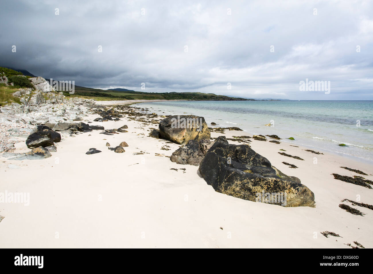 Sandy beach at Claggain Bay, looking north, Isle of Islay, Scotland ...