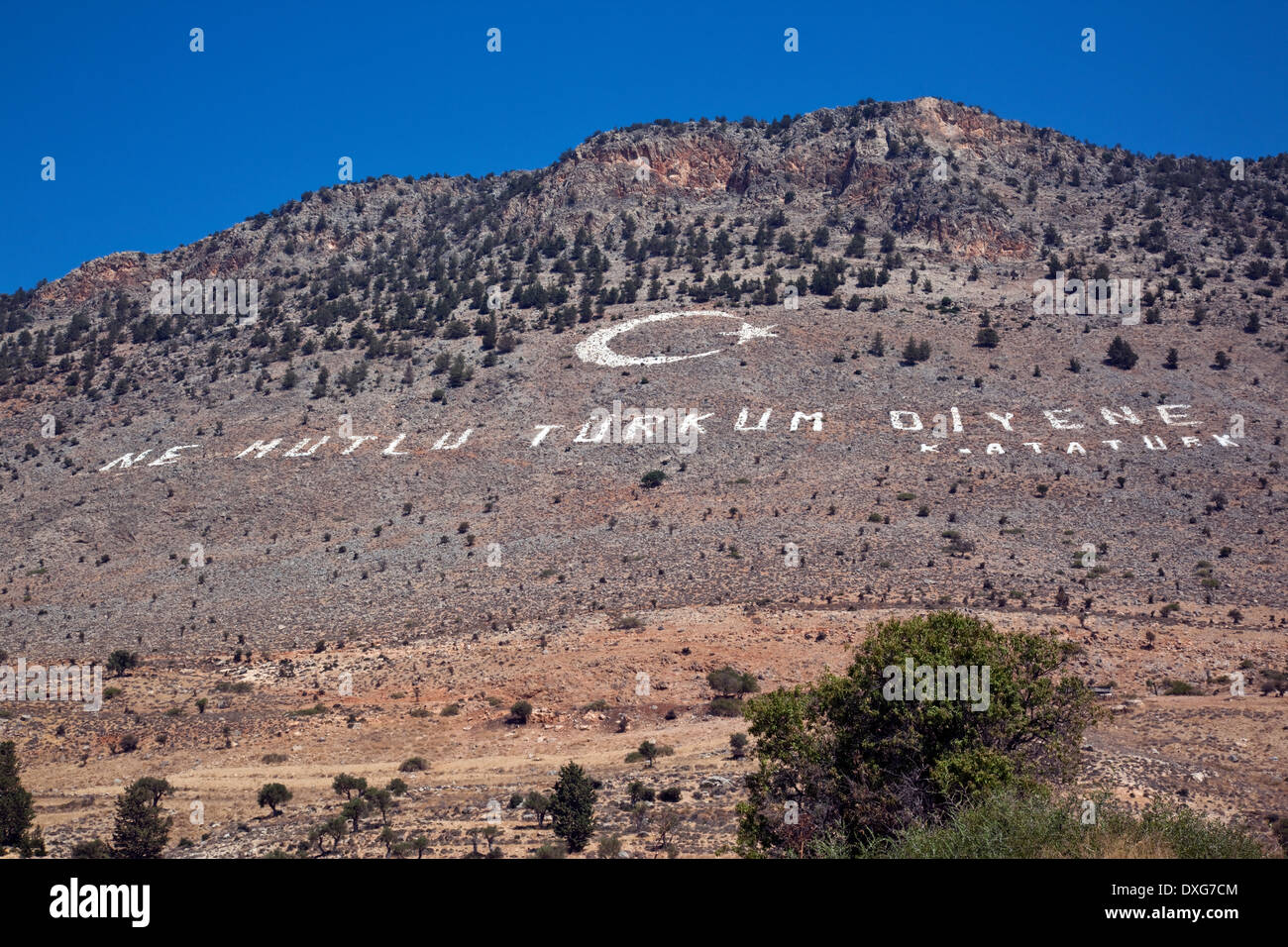 Turkish Republic of Northern Cyprus - Ataturk quotation on a hillside ...